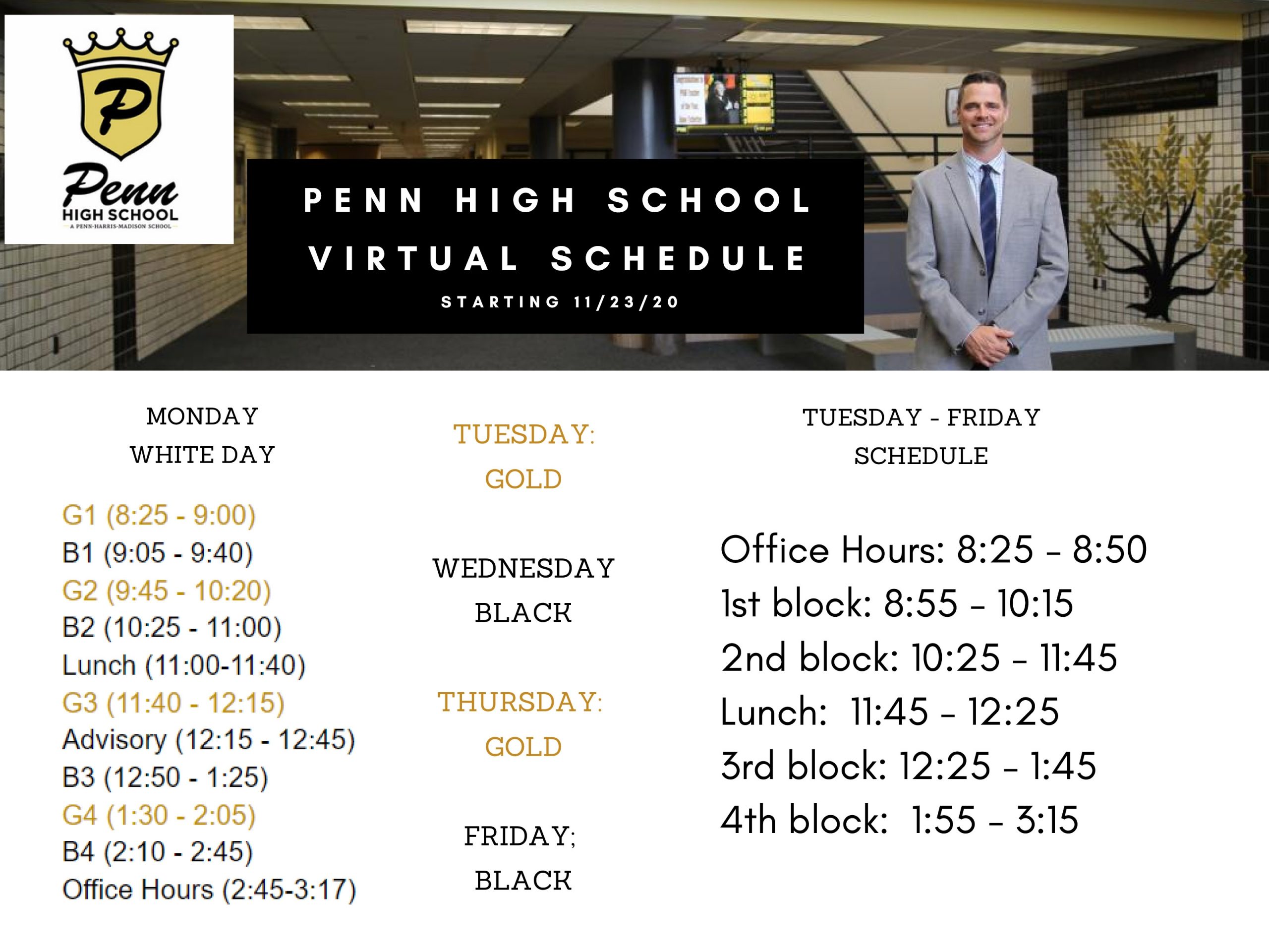 Schedules announced for Virtual Learning Nov. 23-Jan. 15 - Penn High School